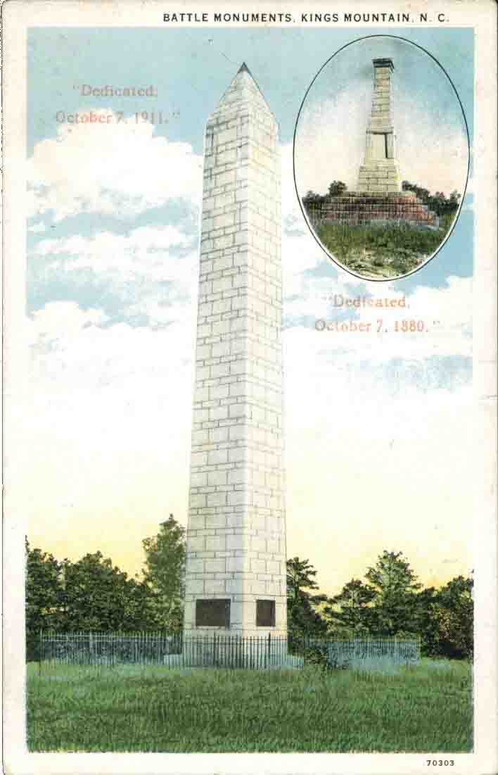 Battle Monuments Postcard – Commemorating Kings Mountain
